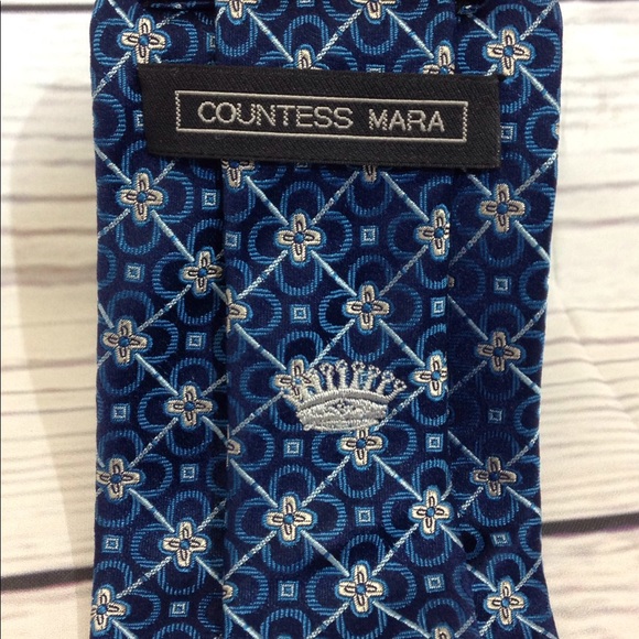 countess mara | Accessories | Countess Mara Necktie Silk Blue Print ...